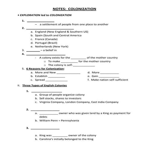 Notes colonization (student) | PDF