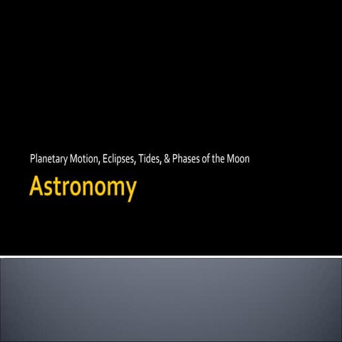 Astronomy- Motion, eclipses, tides, moon | PPT