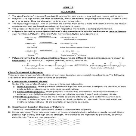 Notes-Polymers.pdf | Chemistry | Science
