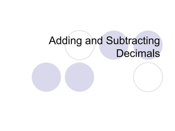 Decimals Add and Subtract | PPT