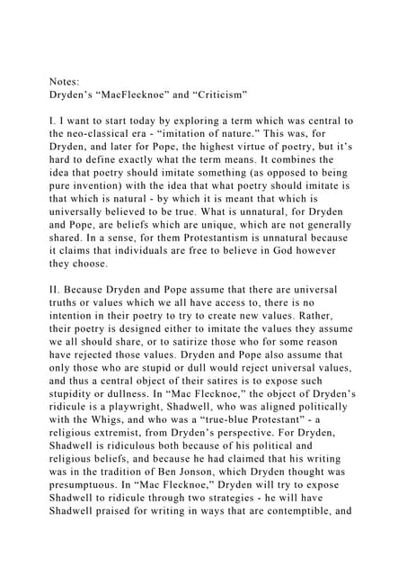 Mac Flecknoe by John Dryden as a mock heroic poem.pptx