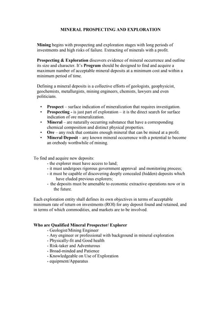 Prospecting and exploration | PDF | Chemistry | Science