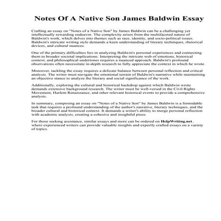 Notes Of A Native Son James Baldwin Essaypdf