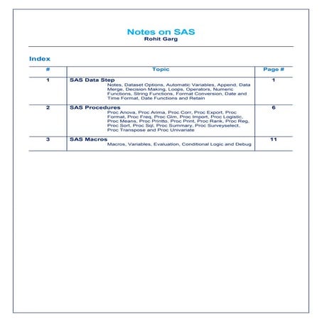 SAS cheat sheet | PDF