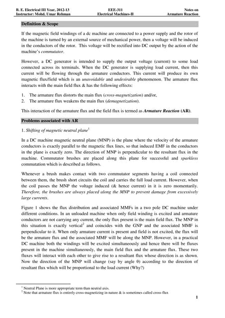 Armature reaction | PPT | Physics | Science