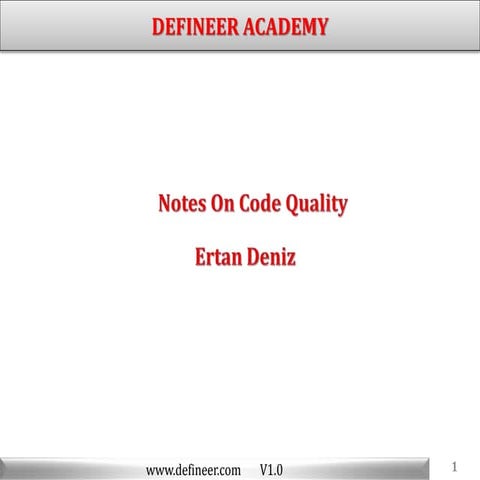 Notes on code quality | PPT