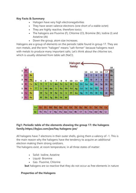 Halogen Family FORM 2 : HALOGEN ( Trends And Comparison Of Properties)