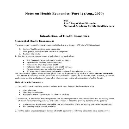 Health Economics | PPTX