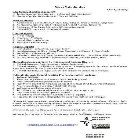 Notes on multiculturalism | DOC