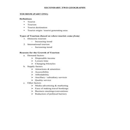S2 GE Notes - Tourism | PDF