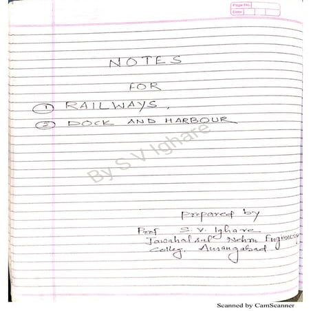 Notes - transportation engineering, railway, dock and harbour | PDF