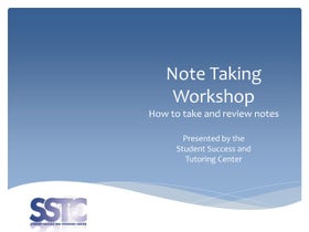 Being an Effective Student: Taking Notes | PPT