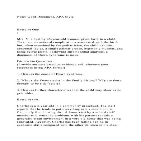 Note Word Document, APA Style. Exercise OneMrs. V, a.docx