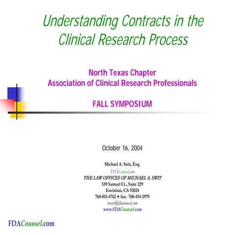 Understanding Contracts in the Clinical Research Process | PDF