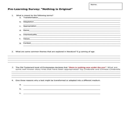 Nothing is original pre learning task-2 | DOCX | Fiction | Books and ...