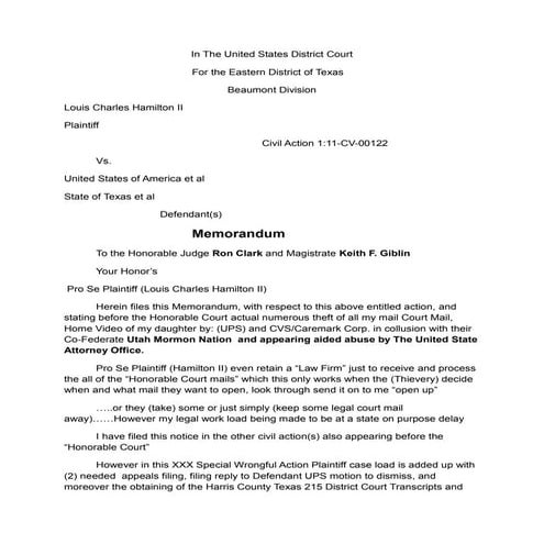 Notice of default judgement against united states of america | DOCX