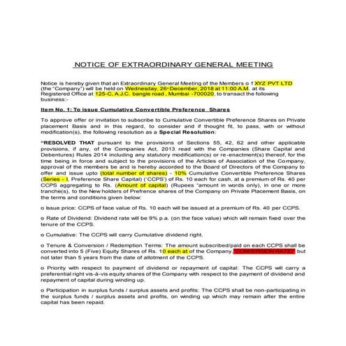 Notice of extraordinary general meeting | DOCX