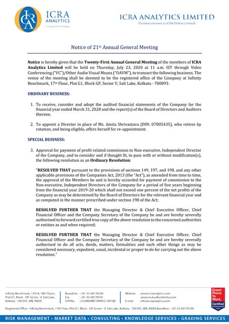 Notice of Annual General Meeting AGM | PDF