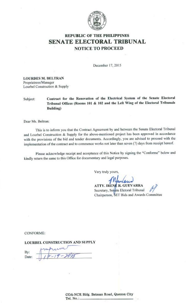 Notice To Proceed Notice To Proceed