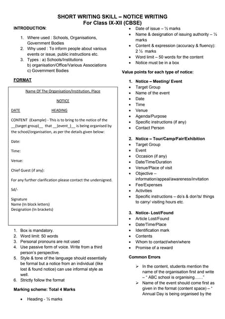 Notice writing ppt | PPTX