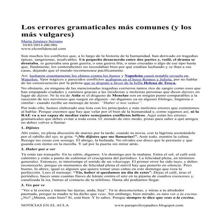 Ejemplos De Errores Gramaticales Divertidos Los 10 Errores