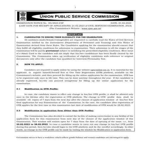 UPSC Notification 2023 | PDF