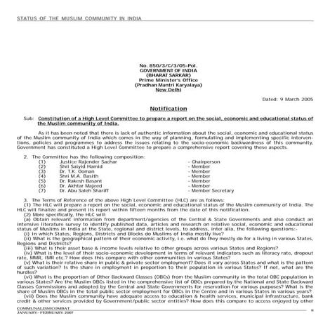 Sachar Committee Report | PPT