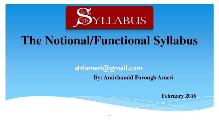 Notional Functional Syllabus Notional Functional Syllabus