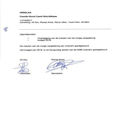 Verslag vergadering Hicret Camii begroting 2018 | PDF