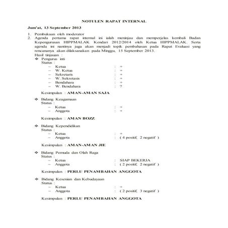 Notulen rapat internal | DOCX