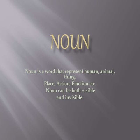 Presentation on Nouns, it's functions and types of Noun. | PPTX