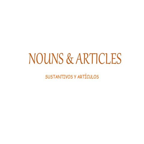 Nouns and articles in Spanish | PPT