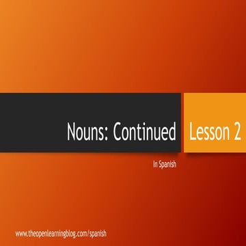 Spanish Lesson - Lesson 2: Nouns (continued) | PPTX