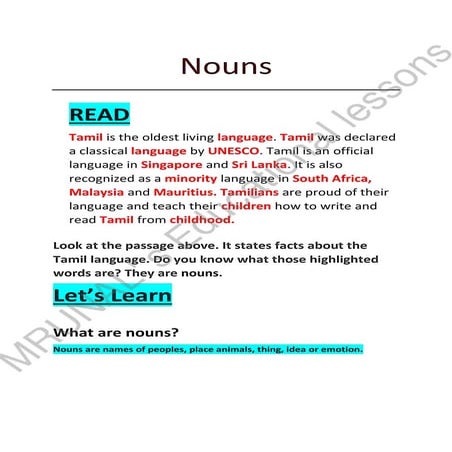 Grammar Topic Nouns | PDF