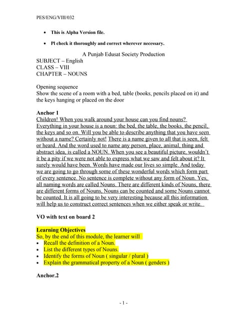 Nouns - K12 Grade 7 Englsh | PPT | Medical Health