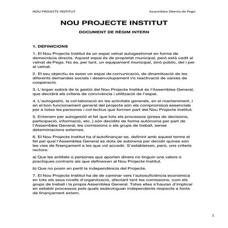 Nou projecte institut - Document de Règim Intern | PDF