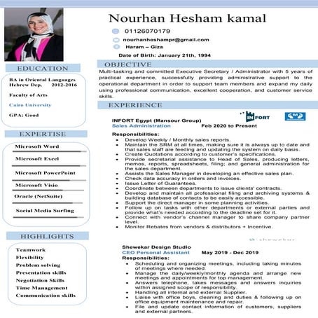 Nourhan hesham-cv-2020 | PDF | IT and Internet Support | Internet