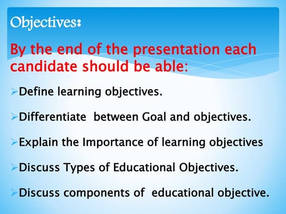 Formulation of educational objectives | PPTX
