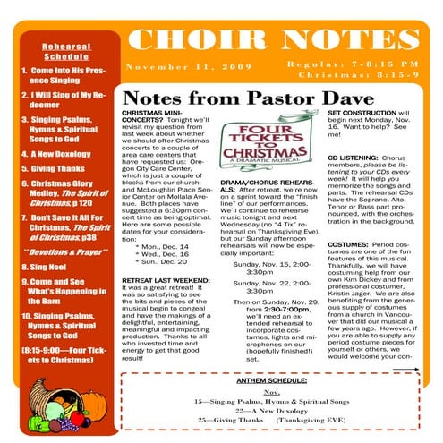 Nov 11 Choir Notes | PDF