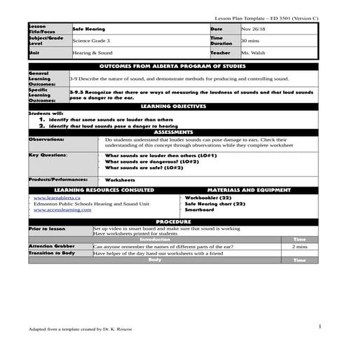 Grade 4 science sound unit | DOC