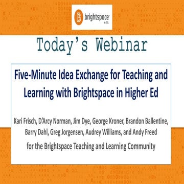 Webinar: Five-Minute Idea Exchange for Teaching and Learning with ...