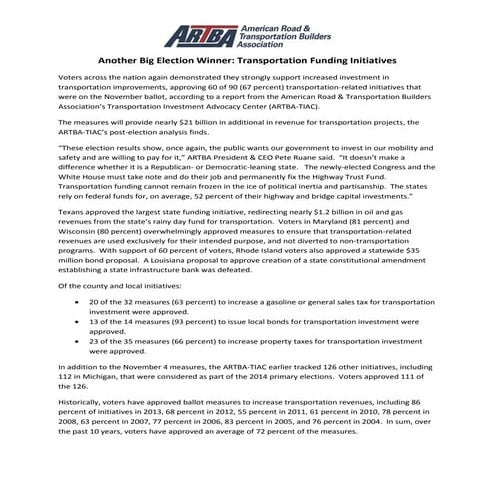 Transportation Ballot Funding Initiatives | PDF
