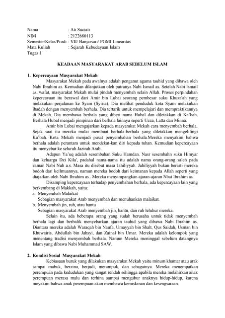 Ciri-ciri masyarakat Arab zaman jahiliyah | PDF