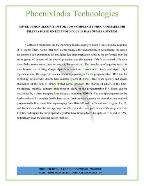 Novel Design Algorithm For Low Complexity Programmable Fir Filters Based On Extended Double Base
