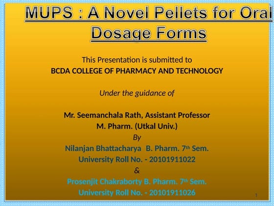 Multi Unit Pellet System (MUPS) | PPTX | Digestive Disorders | Diseases ...