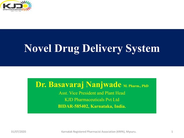 Novel Drug Delivery System (NDDS) | PPTX | Substance Abuse | Diseases ...