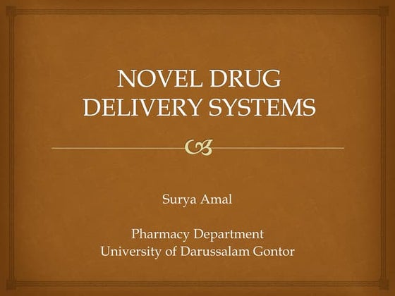 Novel Drug Delivery System (NDDS) | PPT