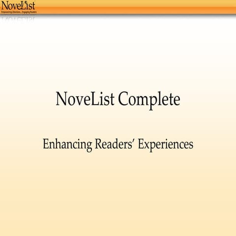 What is NoveList Complete? | PPT