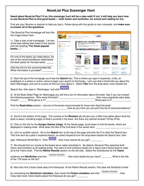 Library Scavenger Hunt | DOCX