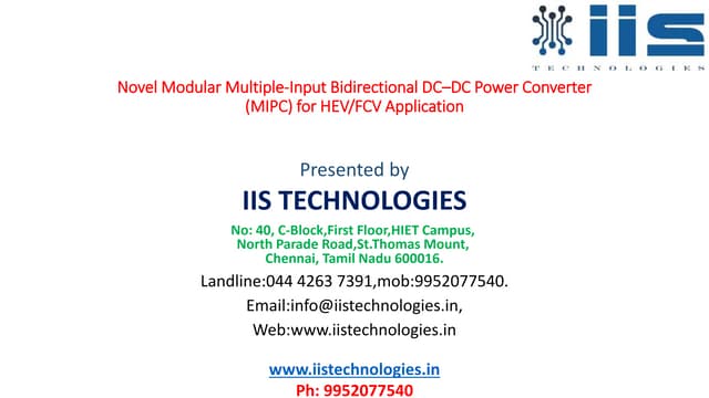 Novel Modular Multiple Input Bidirectional Dcdc Power Converter Mipc